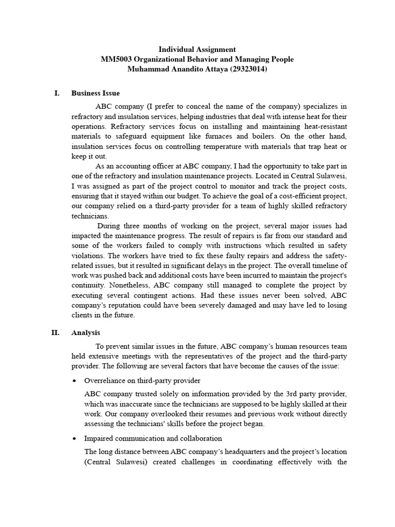 Individual Assignment - OBMP - Muhammad Anandito Attaya (29323014) | PDF | Refractory ...