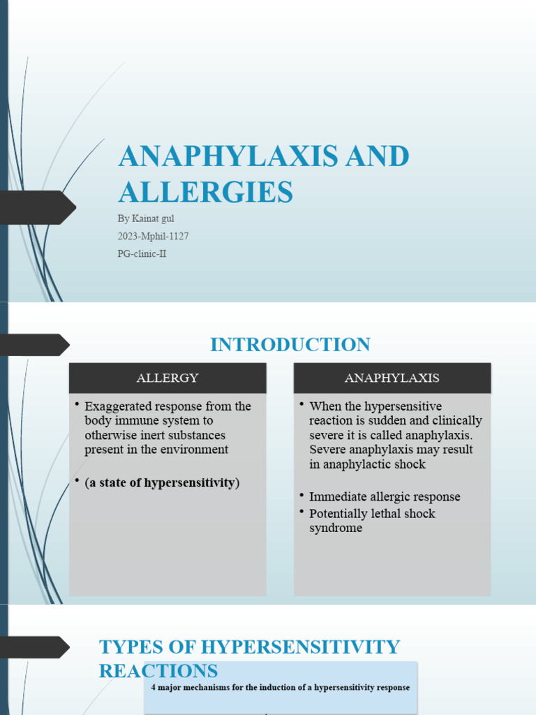 Anaphylaxis and Allergy Overview | PDF | Allergy | Inflammation