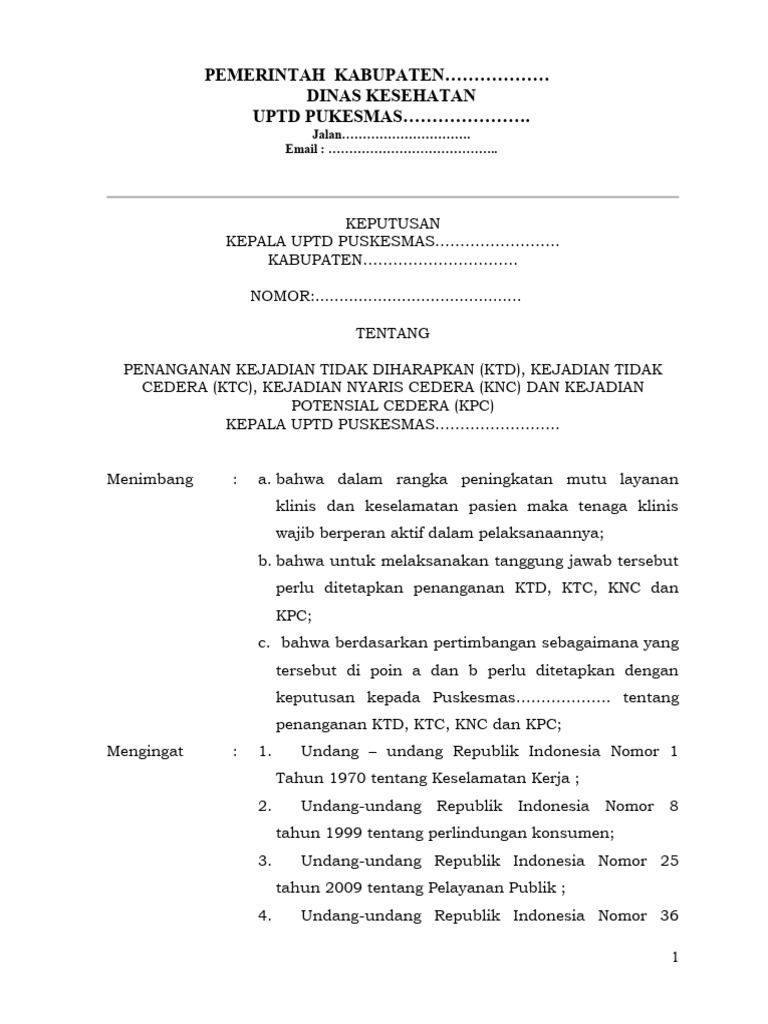 Kriteria 9.1.1 Ep 6 SK Penanganan KTD, KPC, KNC, KTC | PDF | Pengelolaan Keuangan & Uang