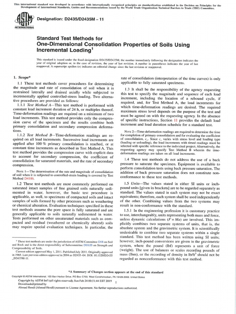 Astm D 2435 D 2435M 2011 | PDF
