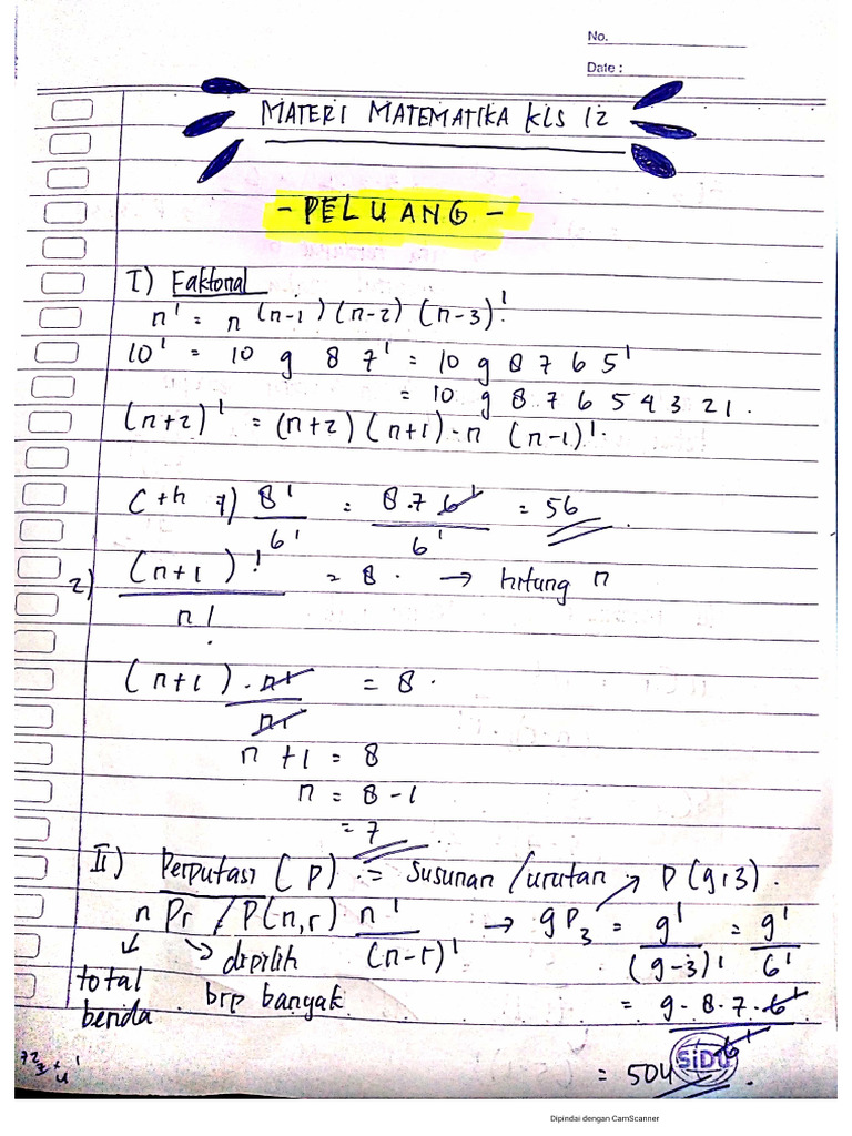 Matematika Kls 12 Peluang | PDF