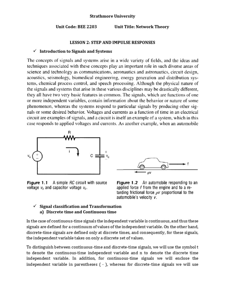 Lesson 2 Step and Impulse Responses | PDF | Discrete Time And Continuous Time | Complex Number