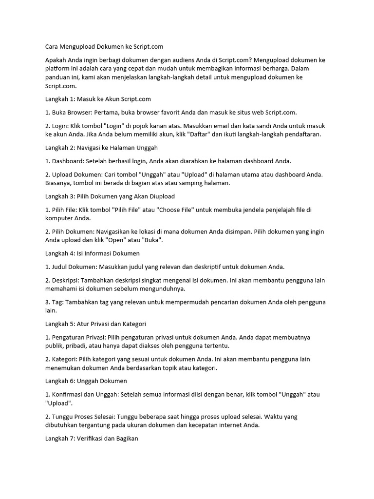 Cara Mengupload Dokumen Ke Script | PDF