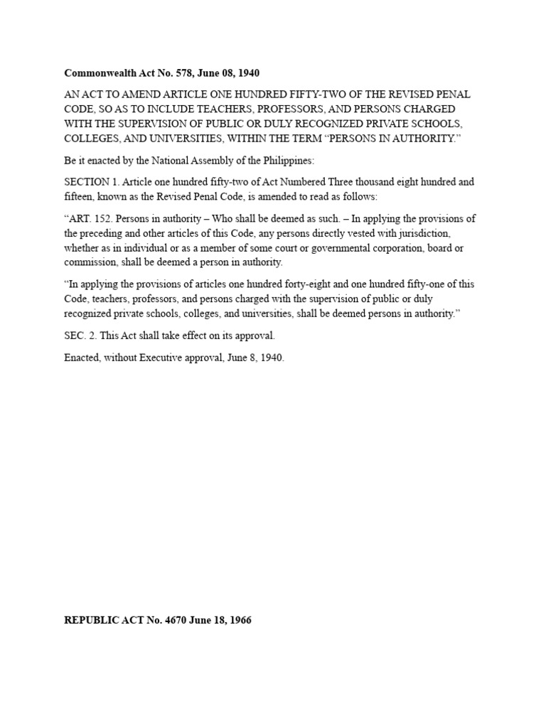 Commonwealth Act No. 578 RA 4670 | PDF | Cost Of Living | Teachers