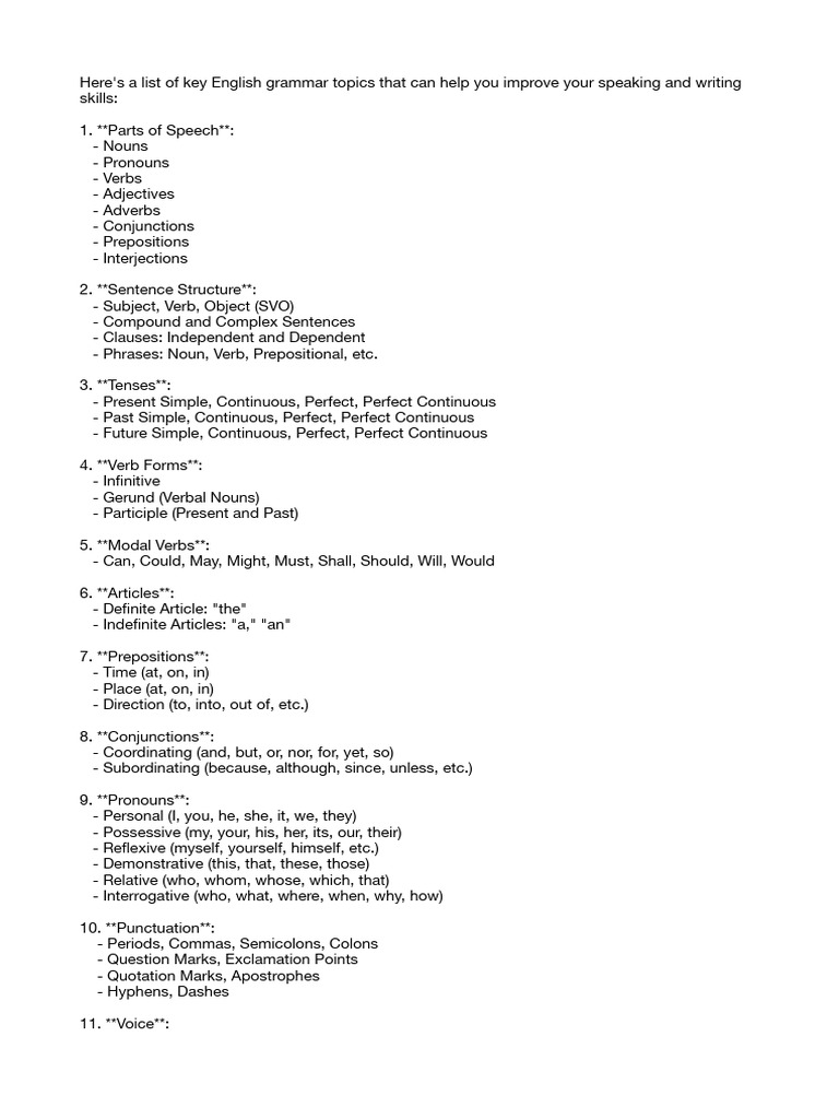 English Grammar List | PDF | English Grammar | Verb