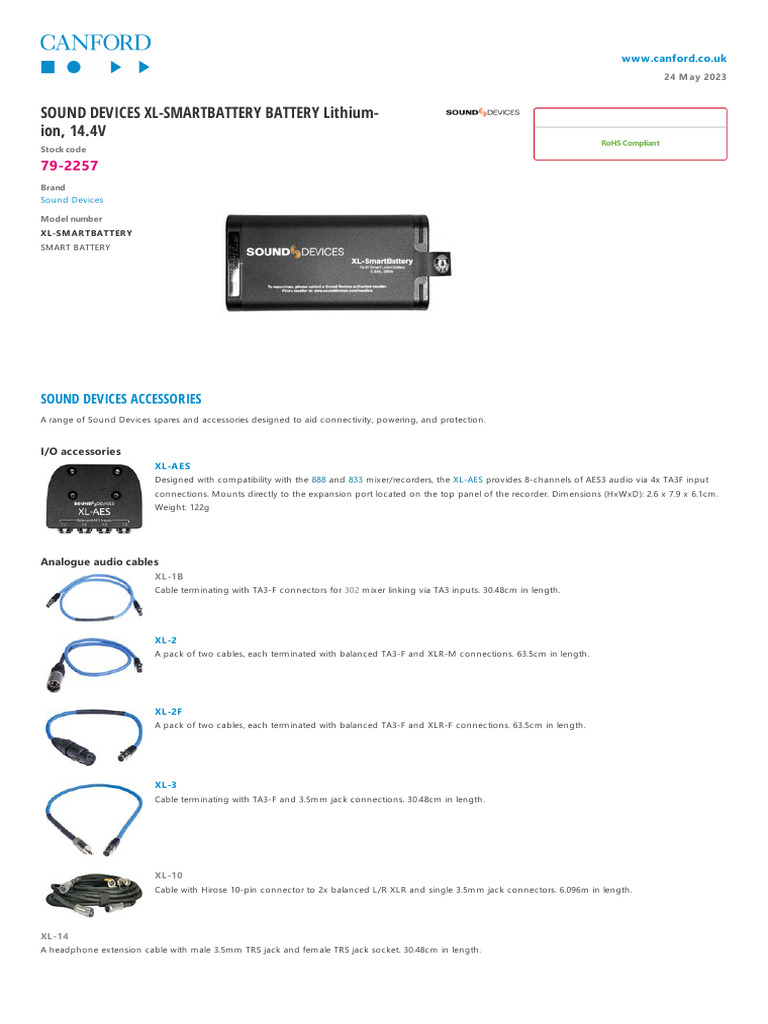 Sound Devices Accessories Guide | PDF | Power Supply | Electronics