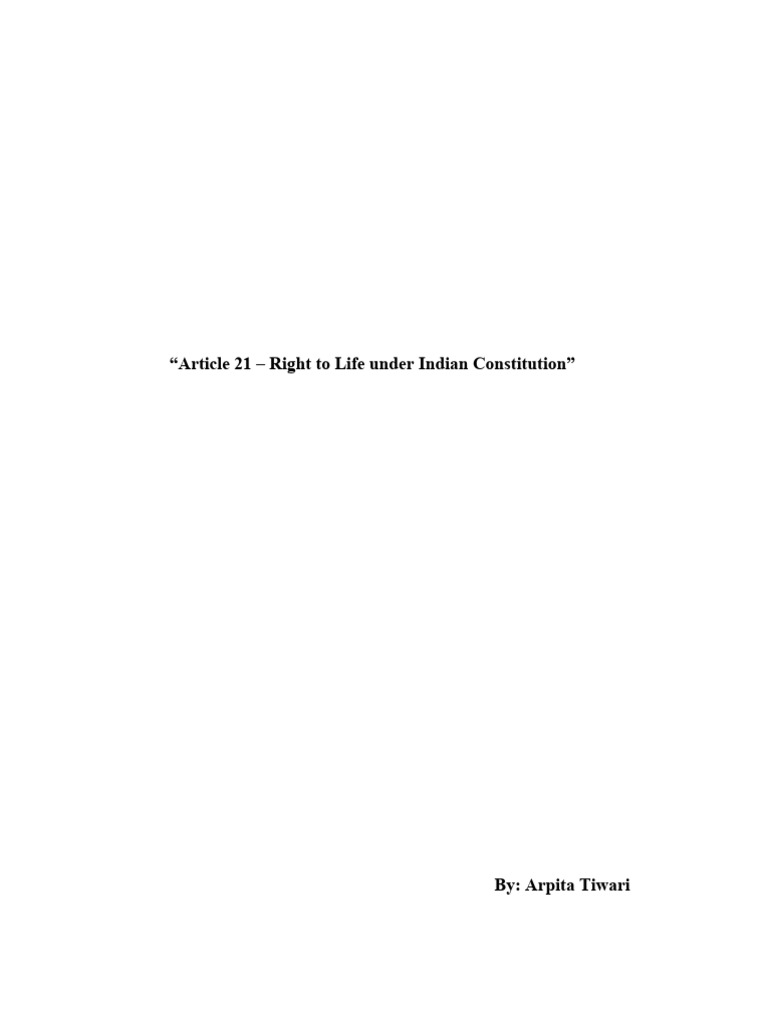 Article 21 Right To Life Under Indian Constitution | PDF | Due Process ...