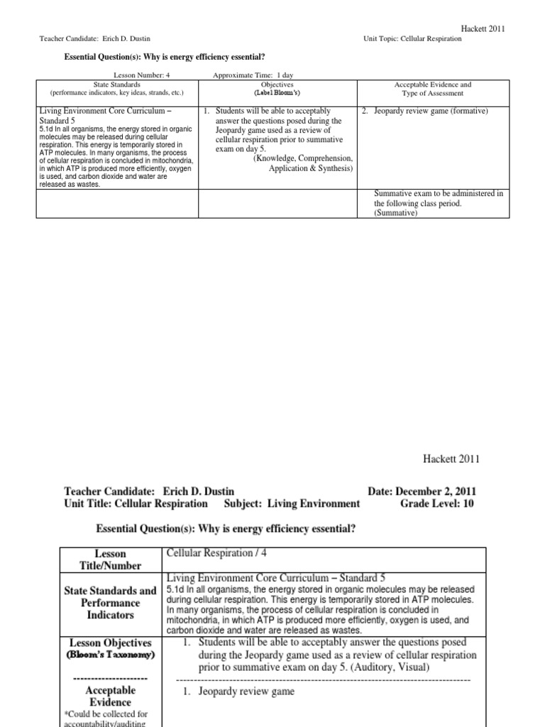 Grade 10 Cellular Respiration Lesson | PDF | Cellular Respiration ...