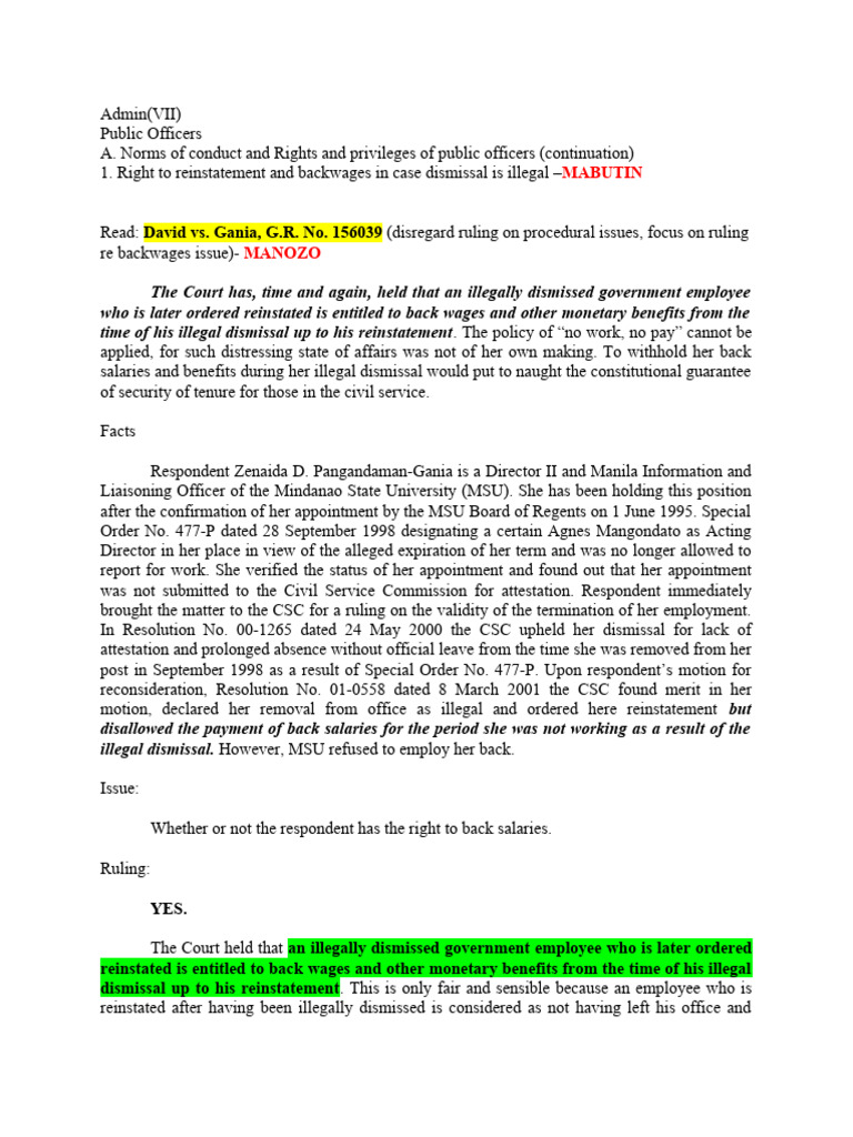 Assigned Cases - Admin VII | PDF | Salary | Separation Of Powers