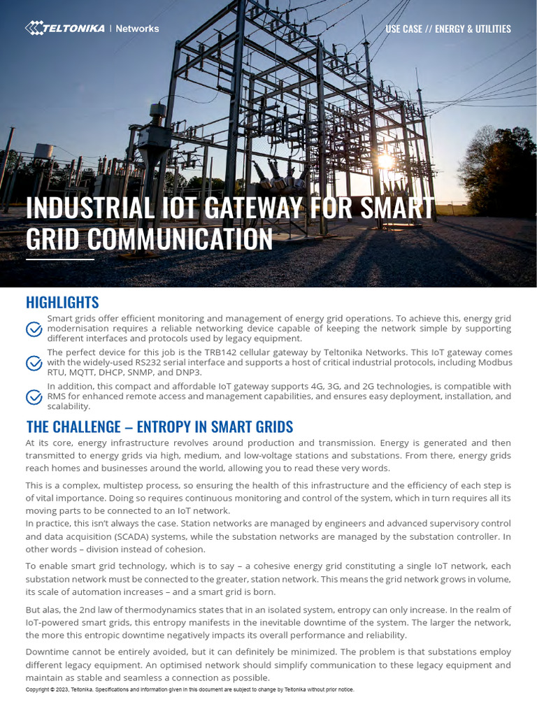 Industrial Iot Gateway For Smart Grid Communication | PDF | Internet Of Things | Smart Grid