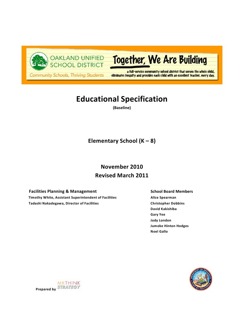 K-8 Educational Specifications Guide | PDF | Classroom | Traffic