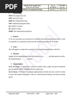 SOP for Raw Material Receiving | PDF | Foods | Business