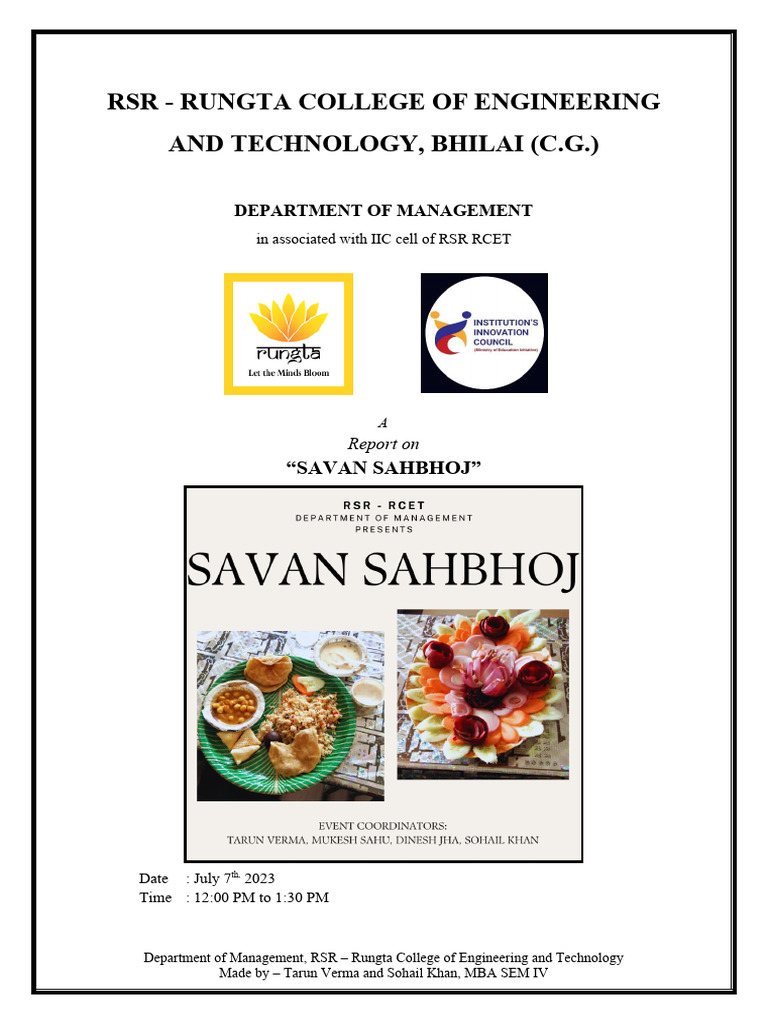 Savan Sahbhoj 2023 Report | PDF | Lunch | Foods