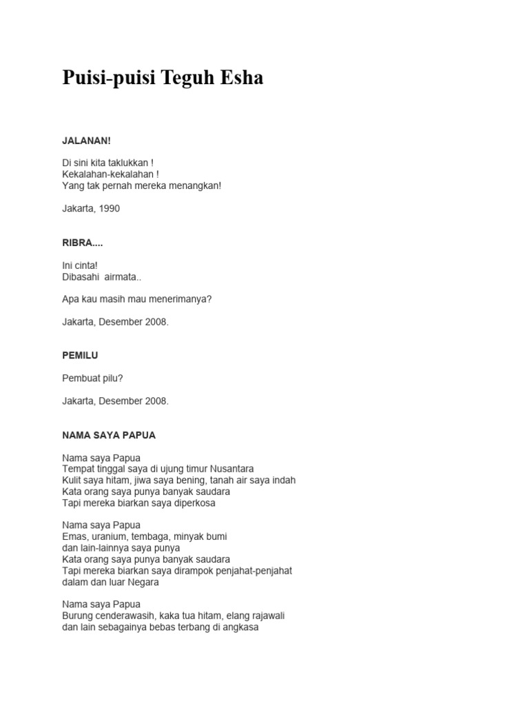 Puisi Teguh Esha | PDF