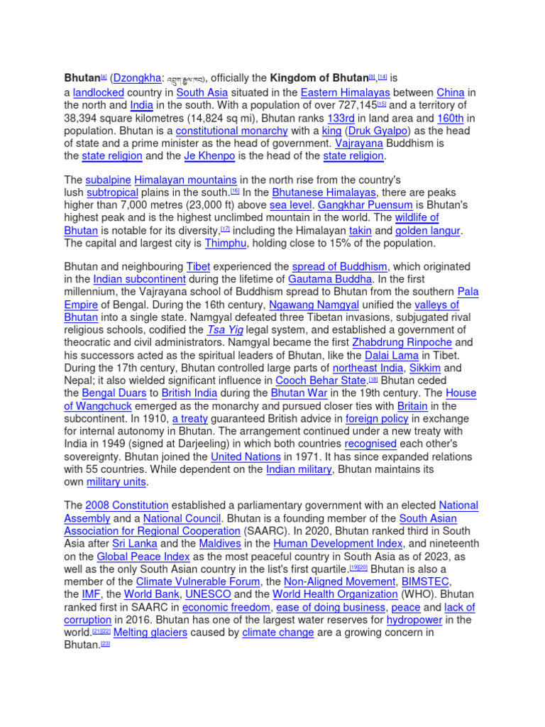 Bhutan Pdf Bhutan South Asia