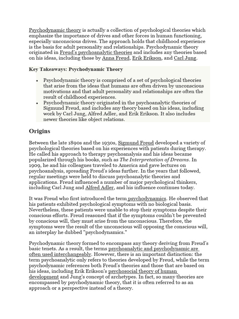 Psychodynamic Theory | PDF | Psychoanalysis | Psychodynamics