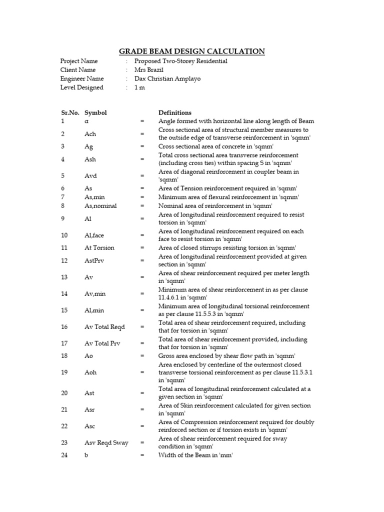 Grade Beam Design Calculation | PDF | Beam (Structure) | Building ...