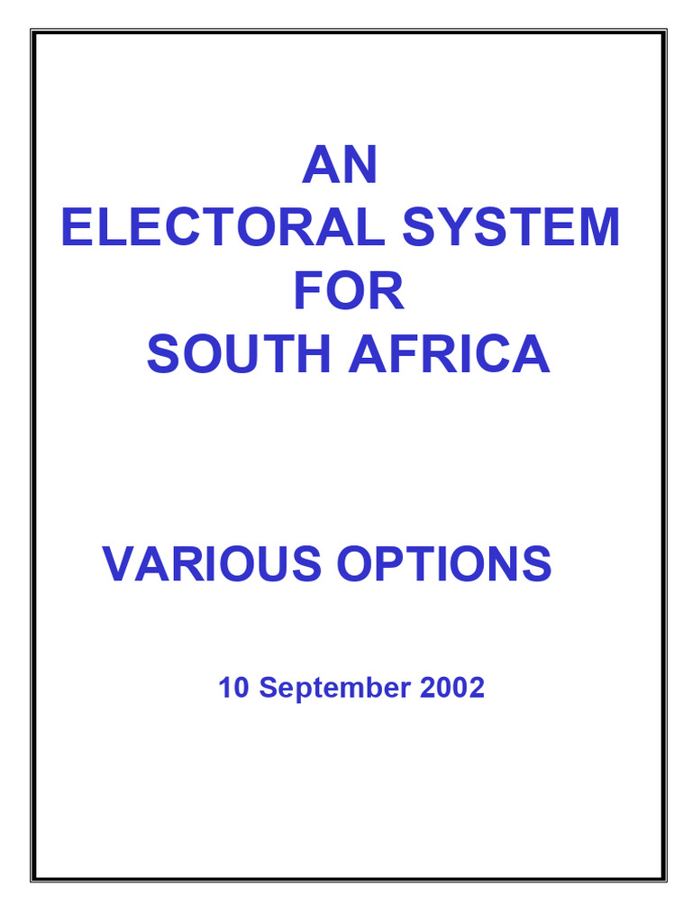 Electoral System For South Africa - ETT Various Options | PDF ...
