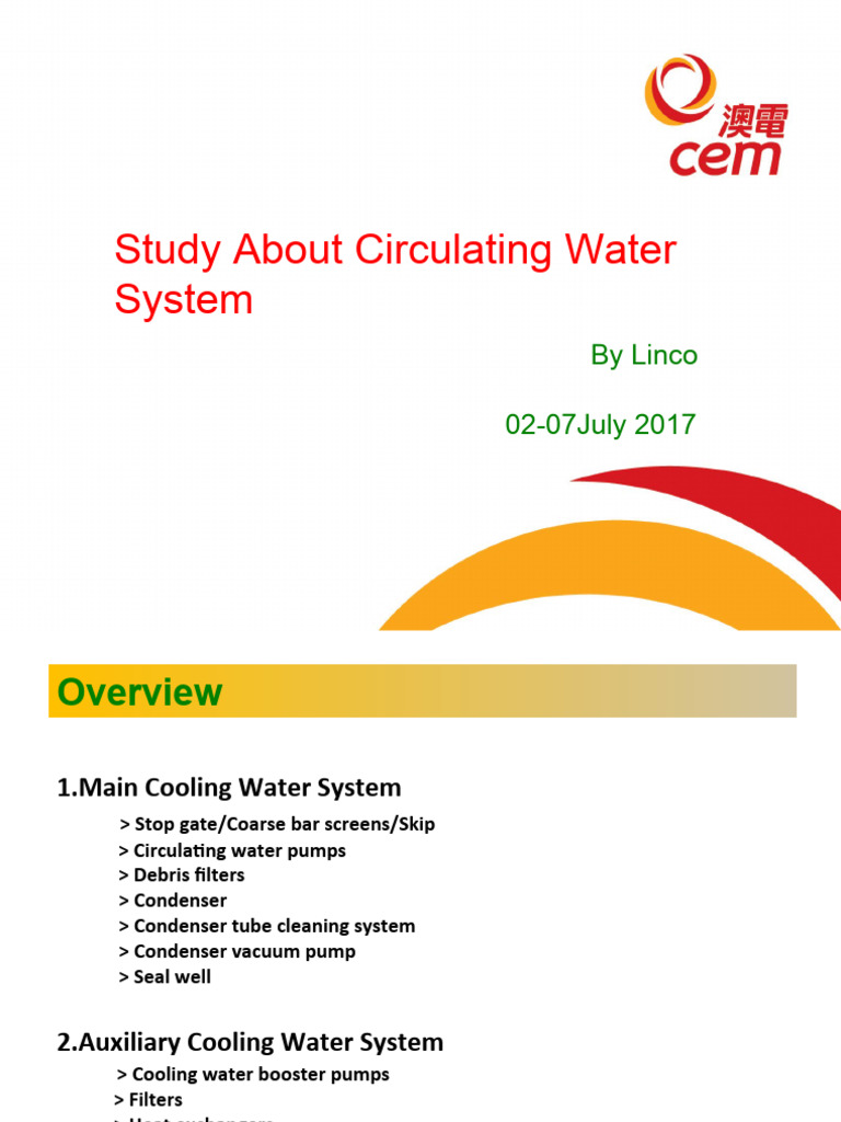 Circulating Water System | PDF | Technology & Engineering