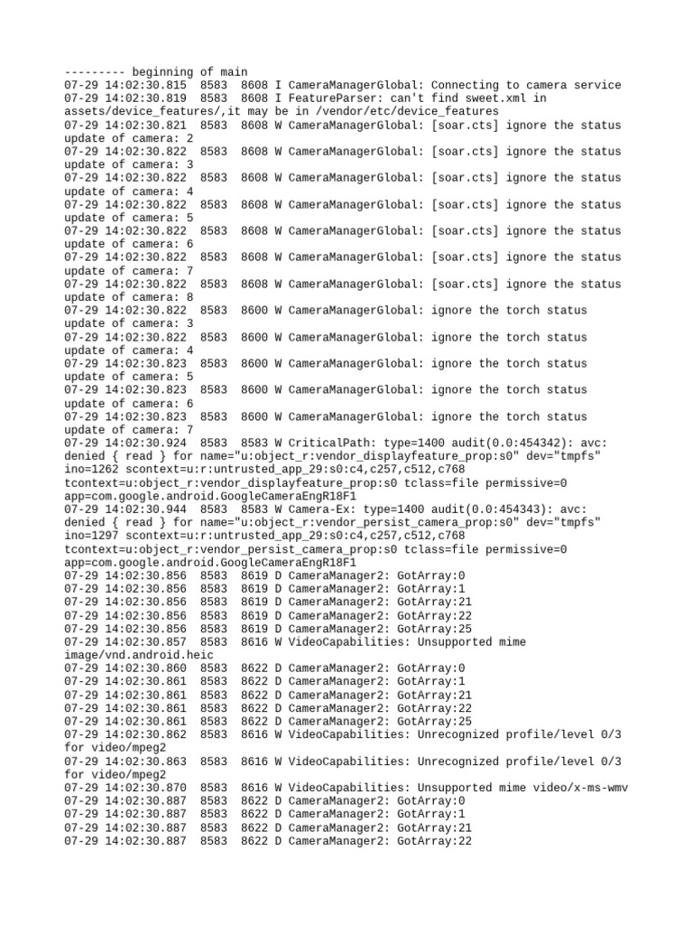 Camera Service Connection Logs | PDF | Computer Programming | Computer Science