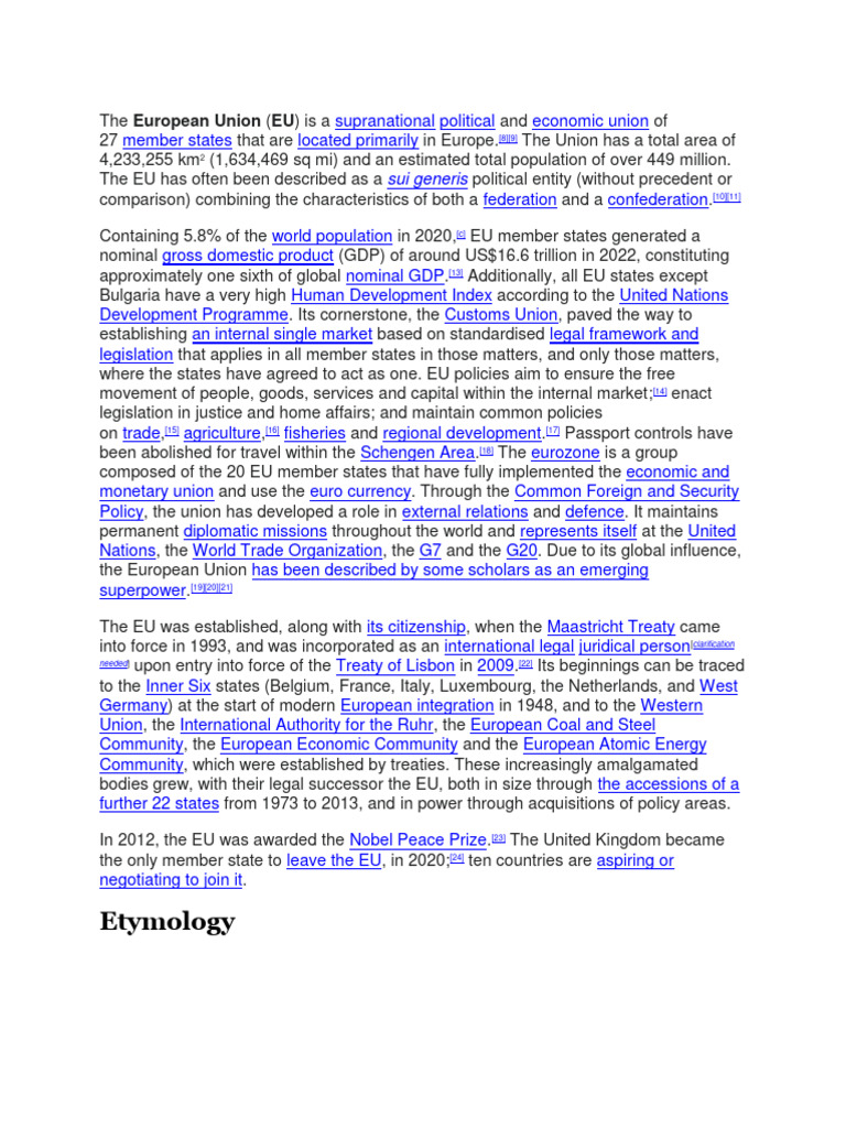 Etymology: Sui Generis | PDF | European Union | Continental Unions