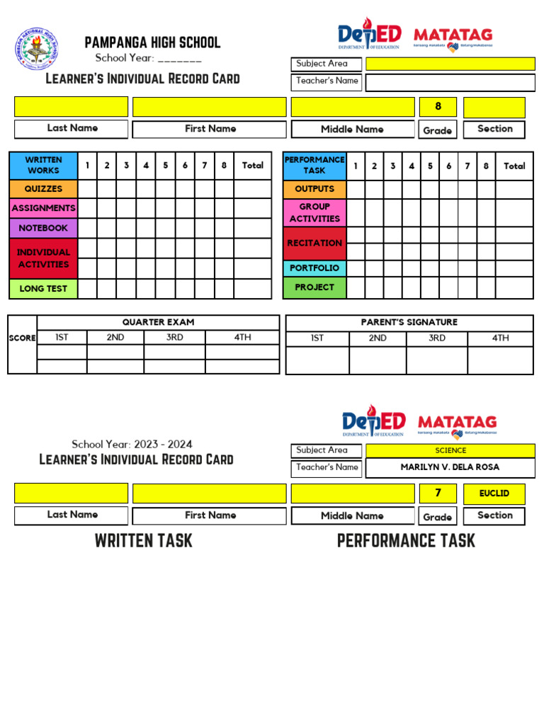 Copy of LEARNERS INDIVIDUAL RECORD CARD | PDF | Educational ...