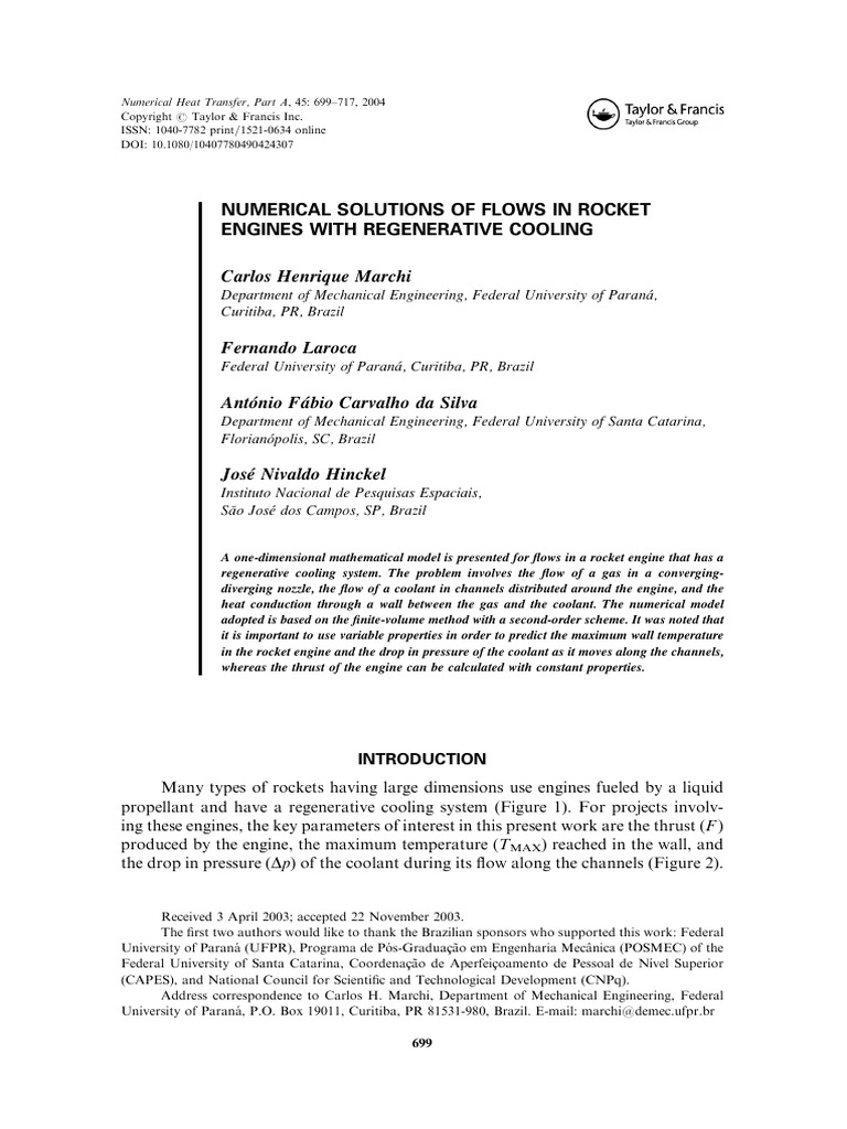 Numerical Solutions of Flows in Rocket Engines With Regenerative ...