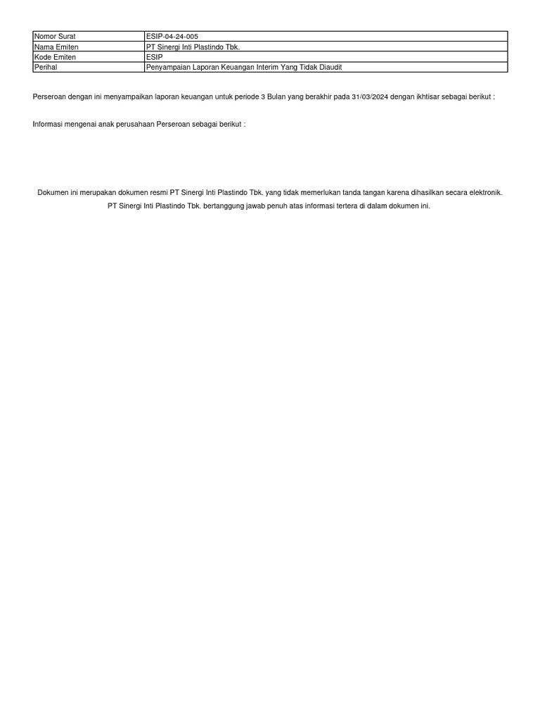 FinancialStatement 2024 I ESIP | PDF