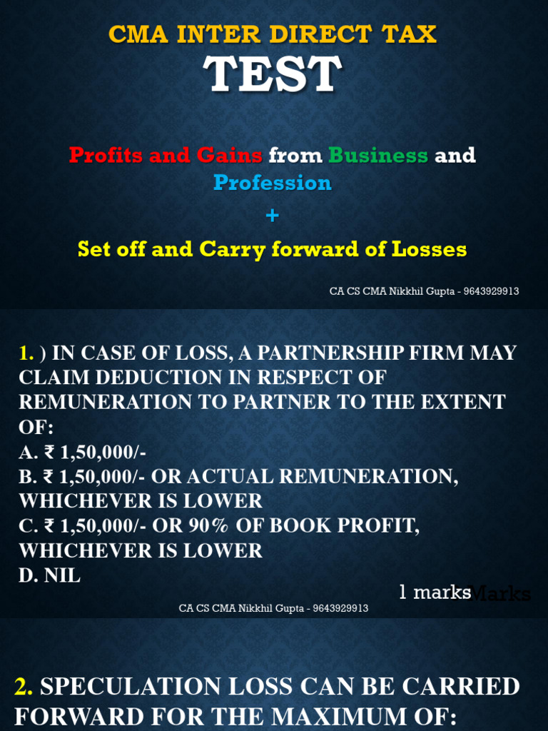 PGBP Set Off and Carry Forward | PDF | Tax Deduction | Depreciation
