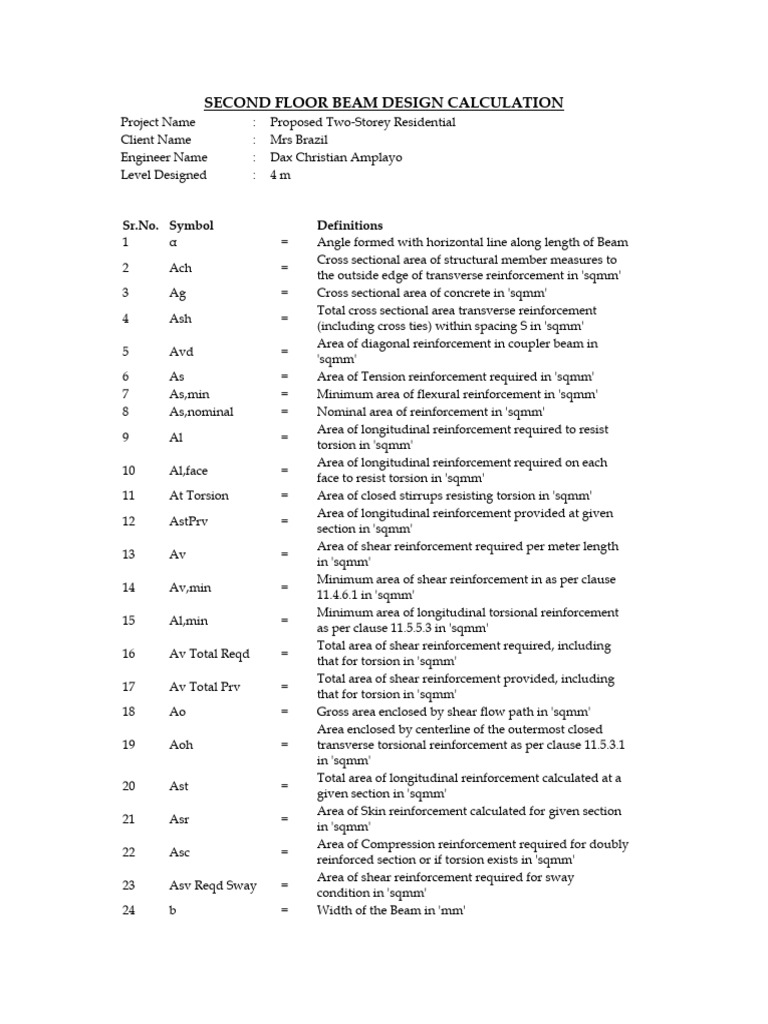 Second Floor Beam Design Calculation | PDF | Beam (Structure) | Mechanical Engineering