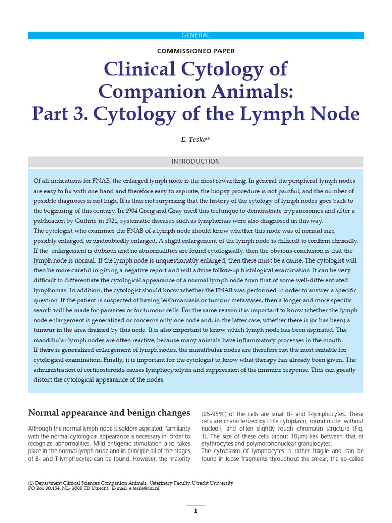 Chapter 3 Cytology of Lymph Nodes | PDF | Lymphatic System | Lymphocyte