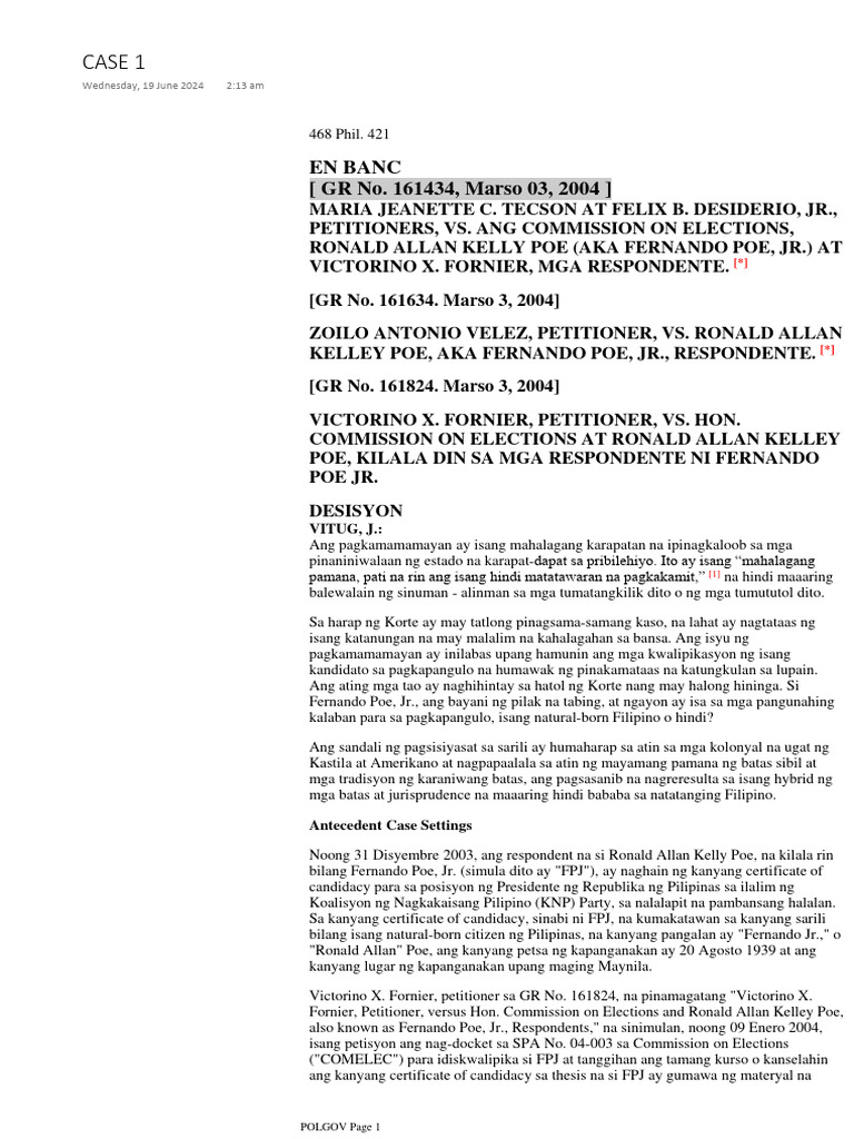Case 1: en Banc (GR No. 161434, Marso 03, 2004) | PDF