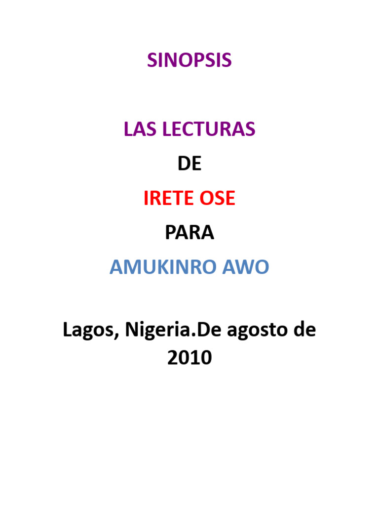 Sinopsis Irete Ose | PDF