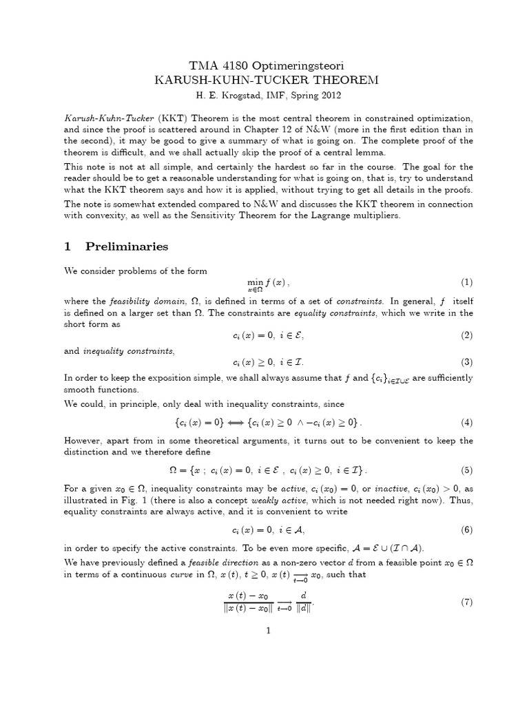 Kkttheoremv2012 1 | PDF | Mathematical Concepts | Linear Algebra