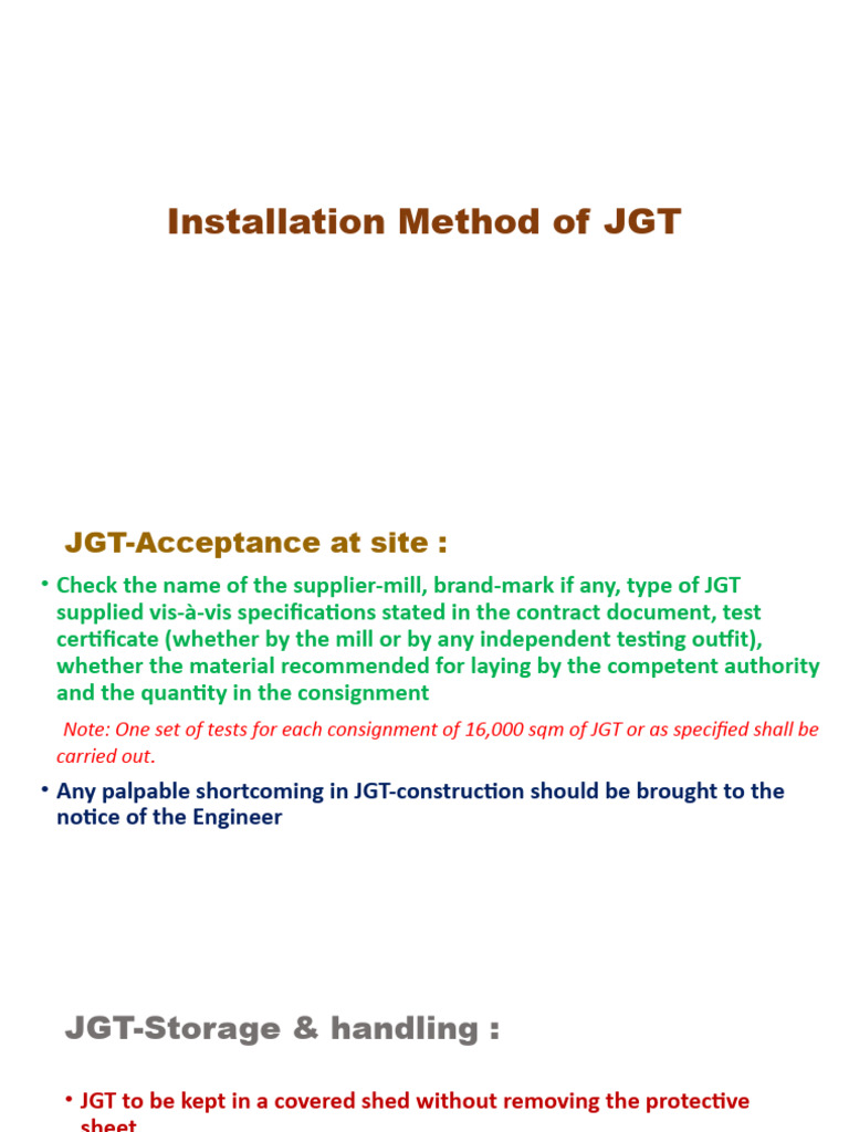 Installation Method of JGT | PDF | Earth Sciences
