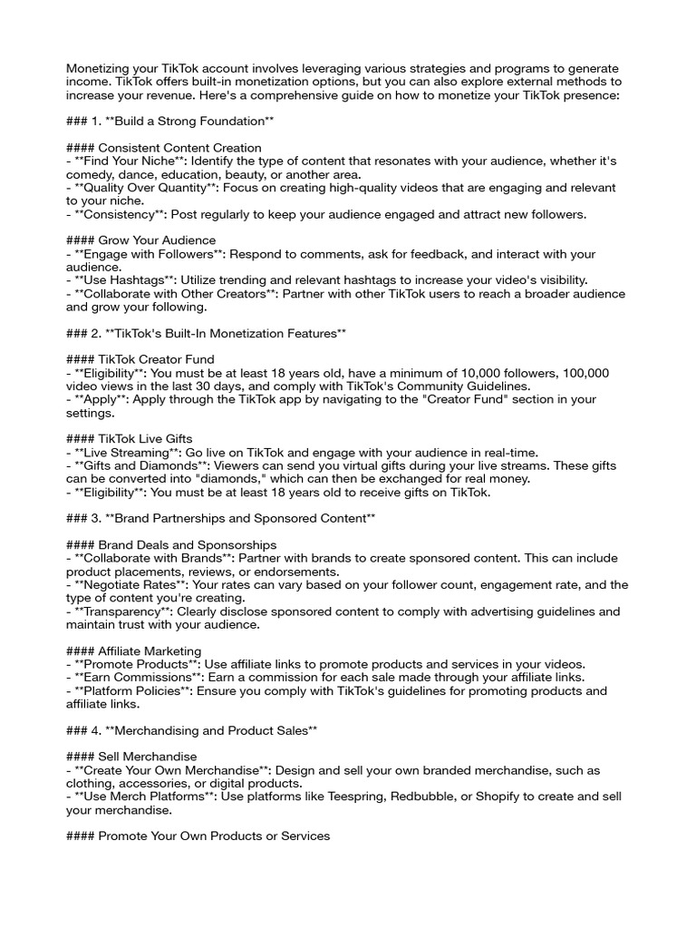 How to Monetize Your TikTok Account | PDF | Mass Media | Marketing