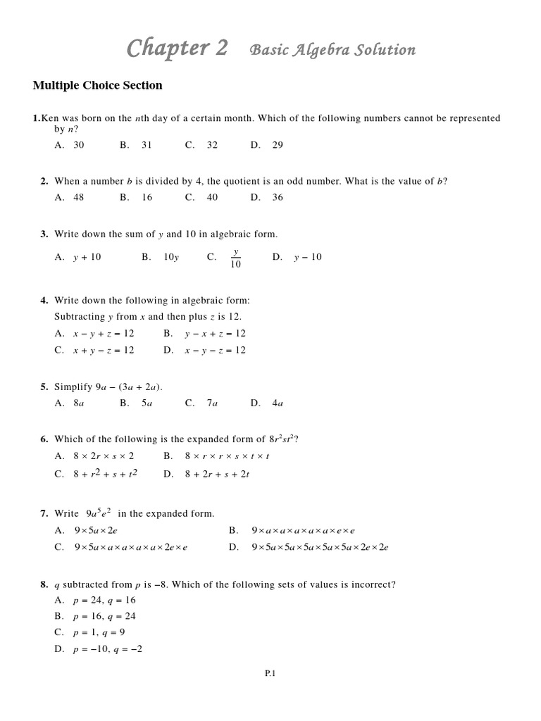 S1 Ch2 Basic Algebra | PDF | Area | Elementary Mathematics