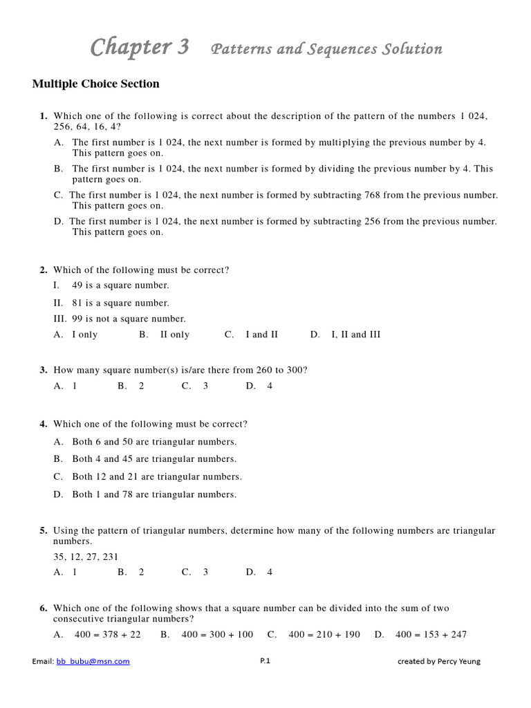 S1 Ch3 Patterns and Sequences | PDF | Length | Triangle