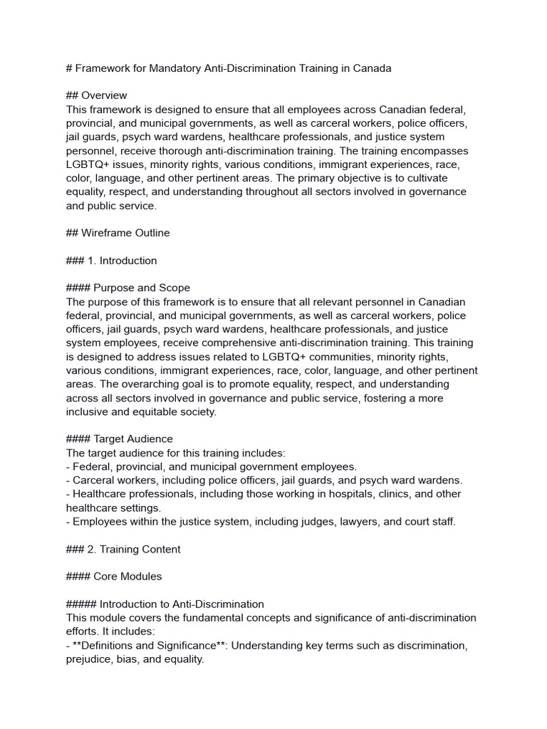 Anti-Discrimination Training Framework Canada | PDF | Racism ...