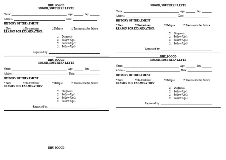 Sputum Request | PDF | Diseases And Disorders | Clinical Medicine