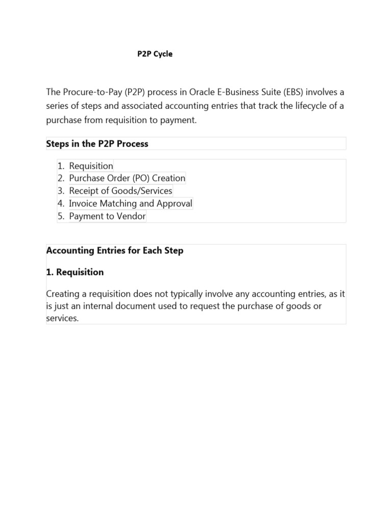 P2P Cycle in Accounts Payable Process | PDF | Accounts Payable | Receipt