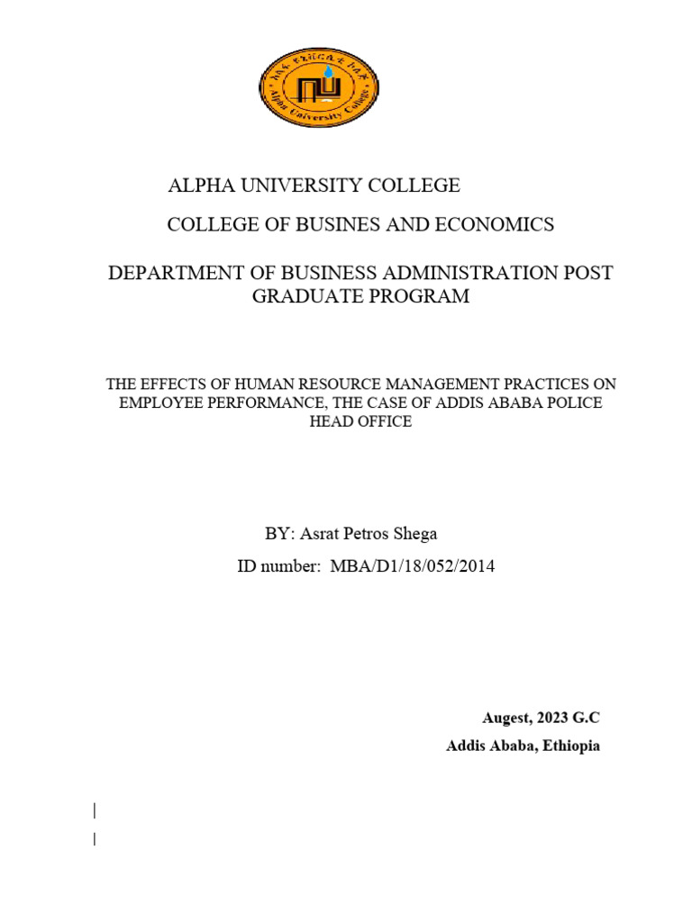 Asrat Final Thesis 1 | PDF | Human Resource Management | Methodology