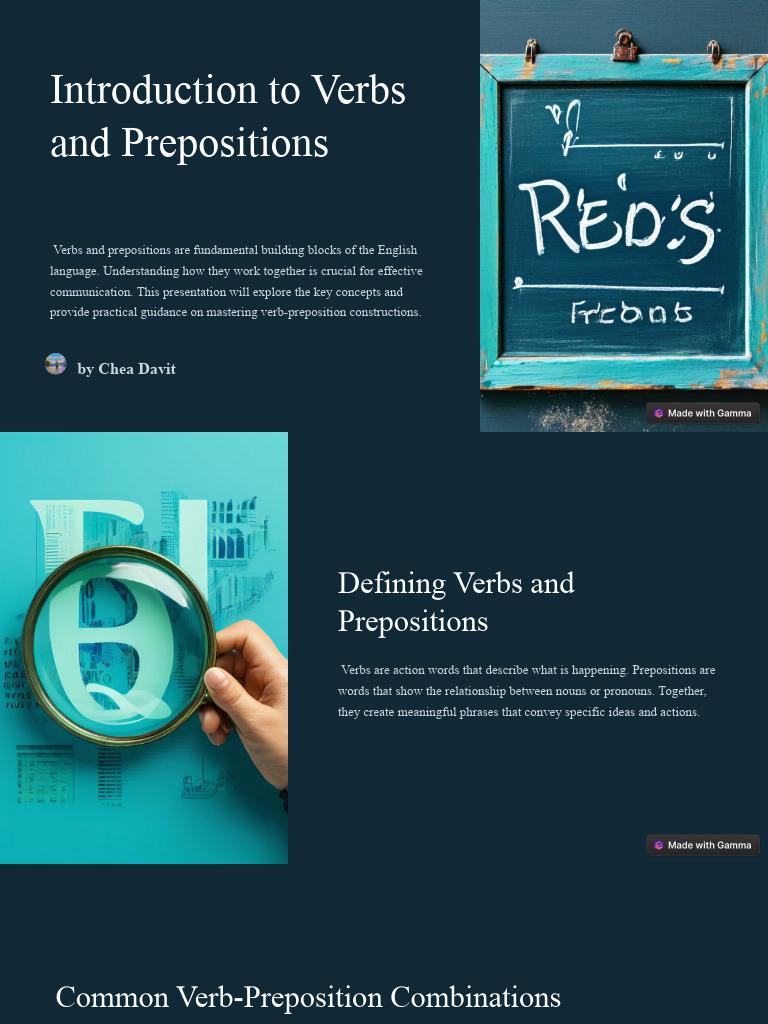 Introduction To Verbs and Prepositions | PDF | Verb | Preposition And ...