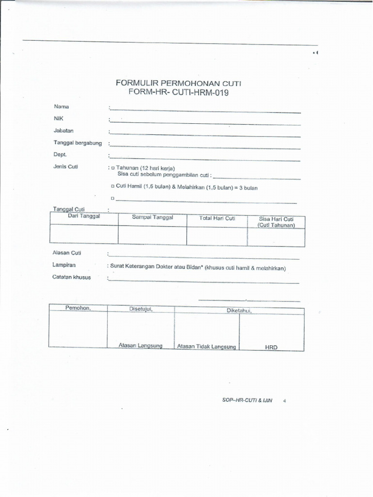 Form Cuti | PDF