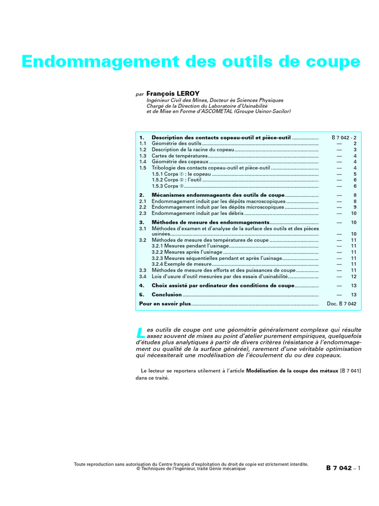 Endommagement des outils de coupe | PDF | Usinage | Acier
