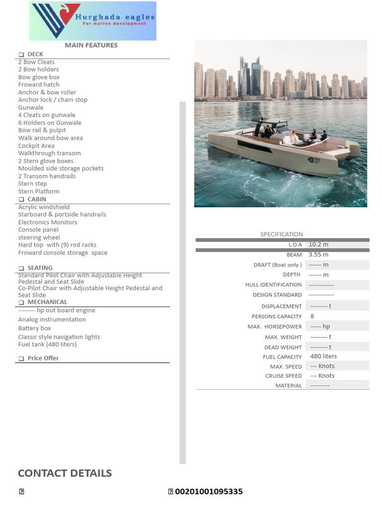 10.2m Boat Specifications & Features | PDF