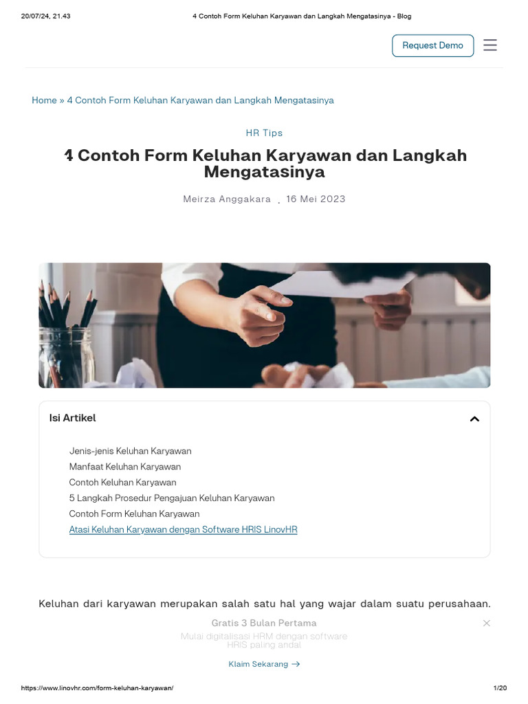 4 Contoh Form Keluhan Karyawan Dan Langkah Mengatasinya - Blog | PDF