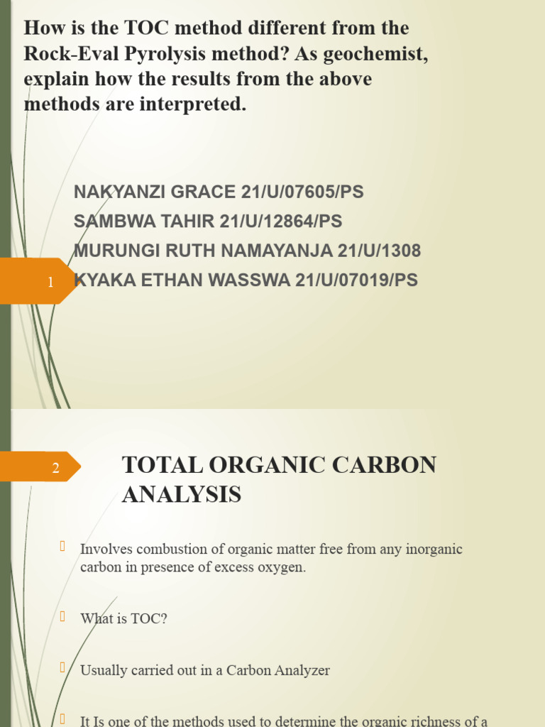 Geochemistry Presentation | PDF | Total Organic Carbon | Pyrolysis
