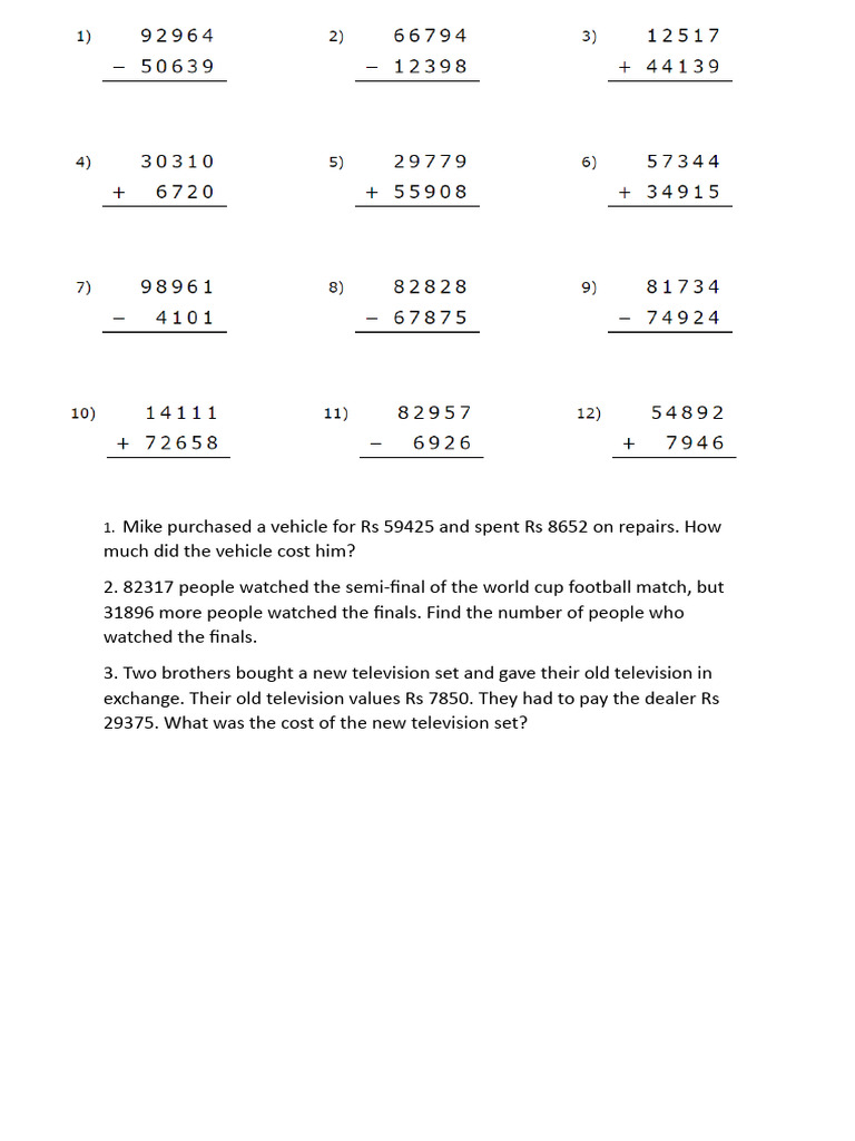 Sunday Math Practice WS | PDF | Sports & Recreation