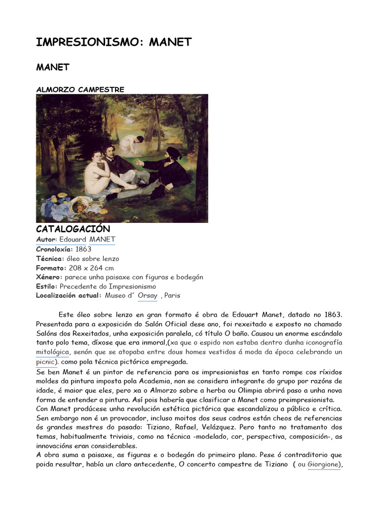 Manet, Almorzo Campestre | PDF